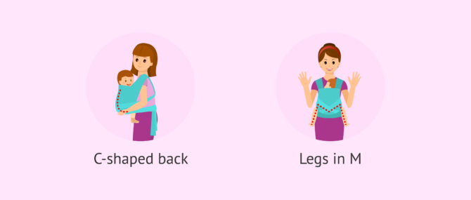 Baby's froggy position for babywearing